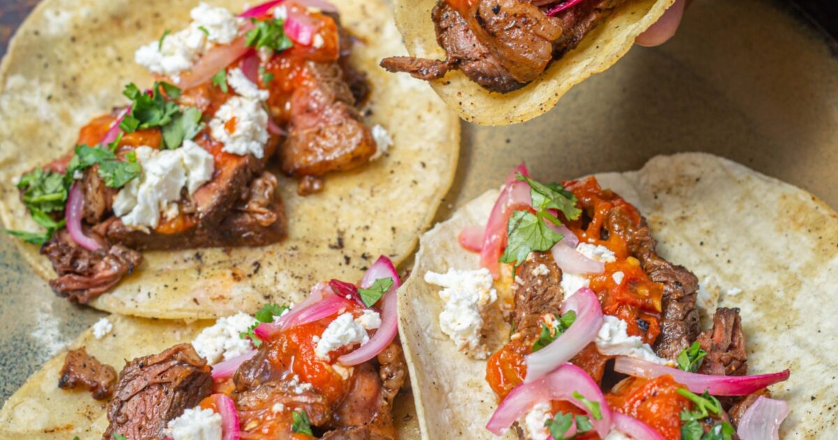 Steak Tacos with Burnt Tomato Salsa | Mob