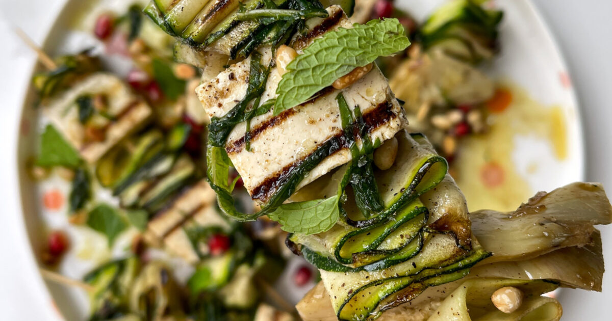 Vegan Barbecue Recipe – Charred Courgette Skewers With Mint Oil | Mob