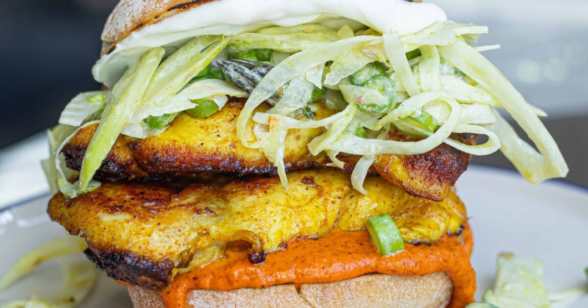 Curried Chicken Burgers With Romesco Sauce | Mob