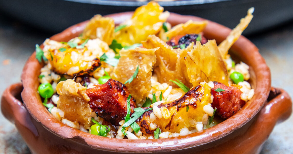 Chorizo & Chicken Skin Rice by Casa Do Frango | Mob
