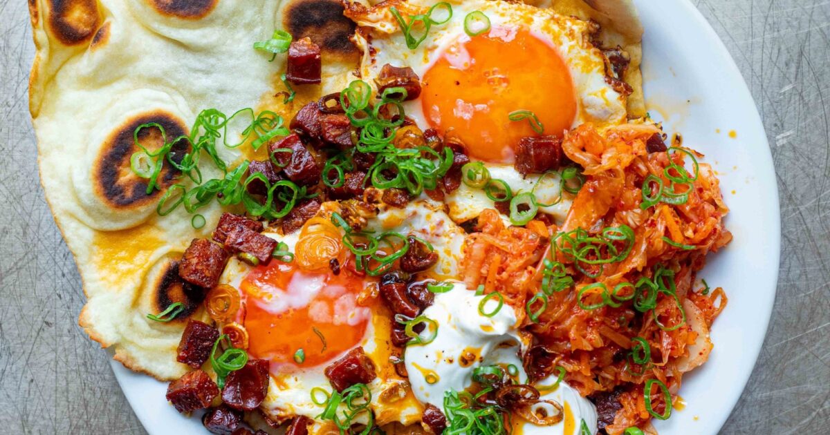 Yoghurt Flatbreads With Crispy Chorizo Eggs | Mob