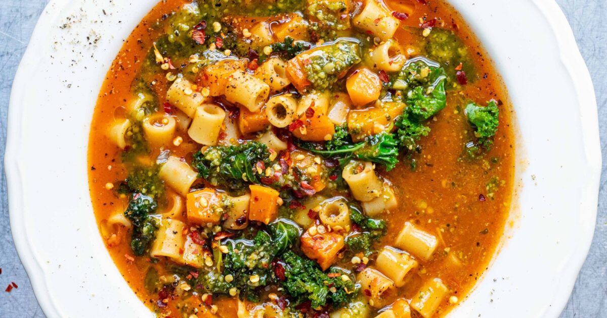 Brothy Roast Squash & Pasta With Greens | Mob