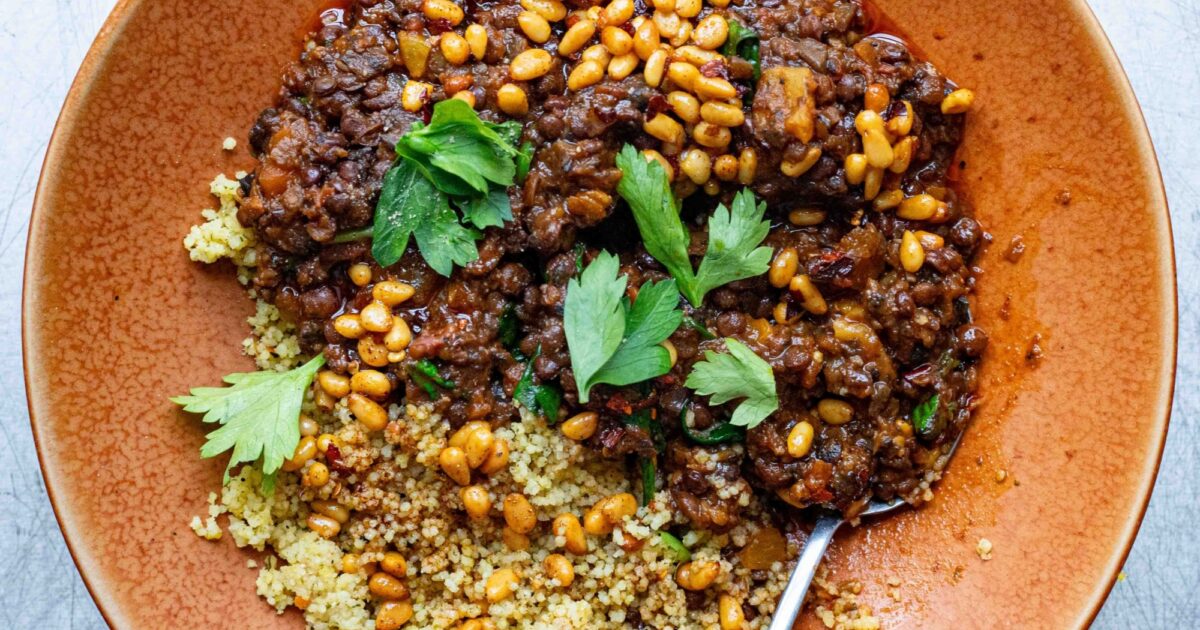 Spiced Lentils with Couscous & Buttered Pine Nuts | Mob