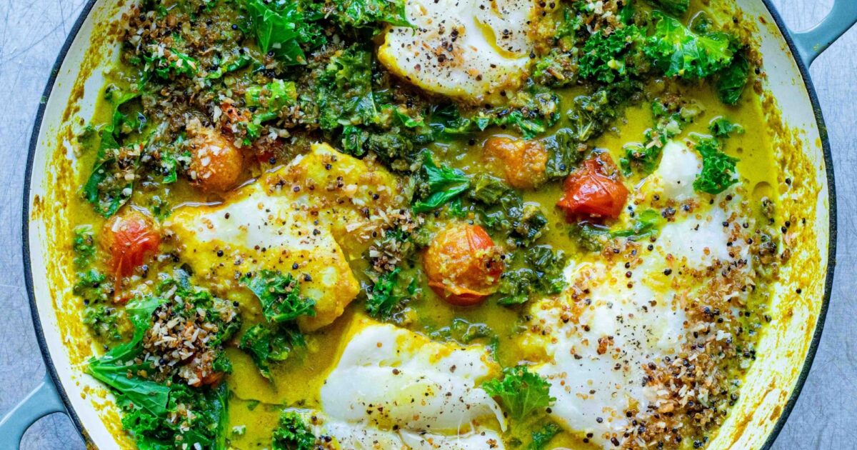 Turmeric Cod Curry With Crispy Coconut Quinoa | Mob