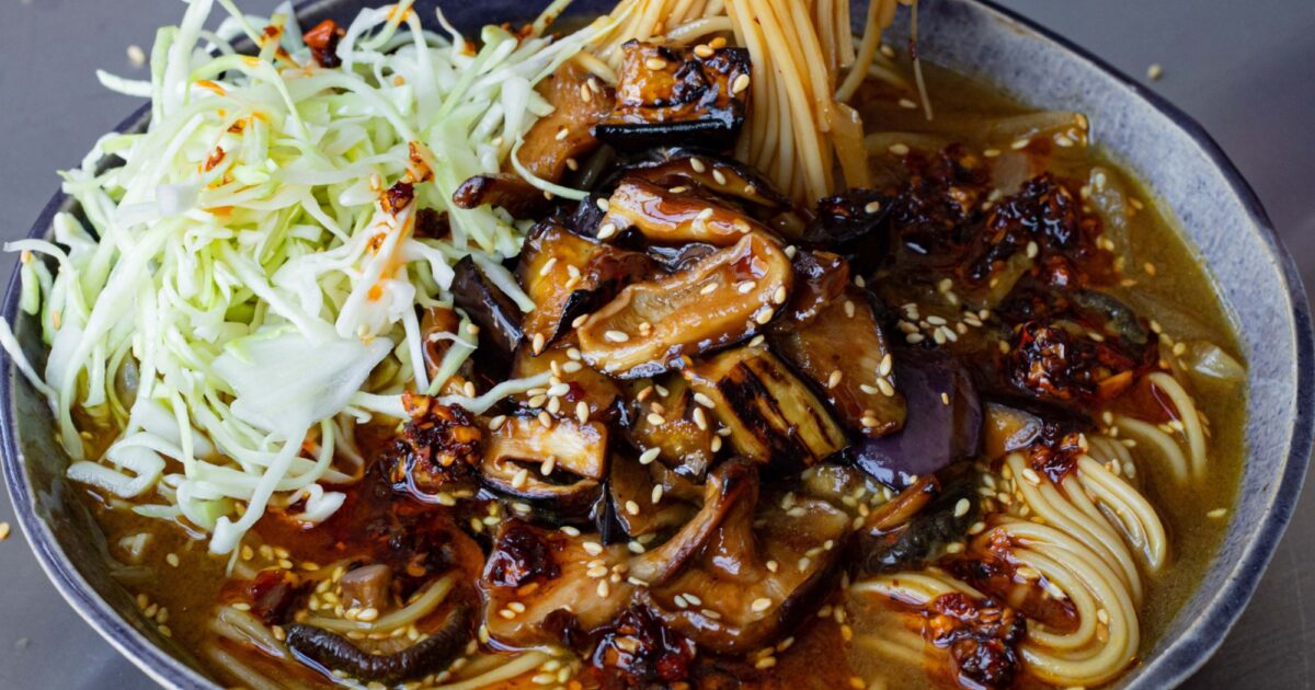 Sticky Aubergine Vegan Ramen Recipe | Mob