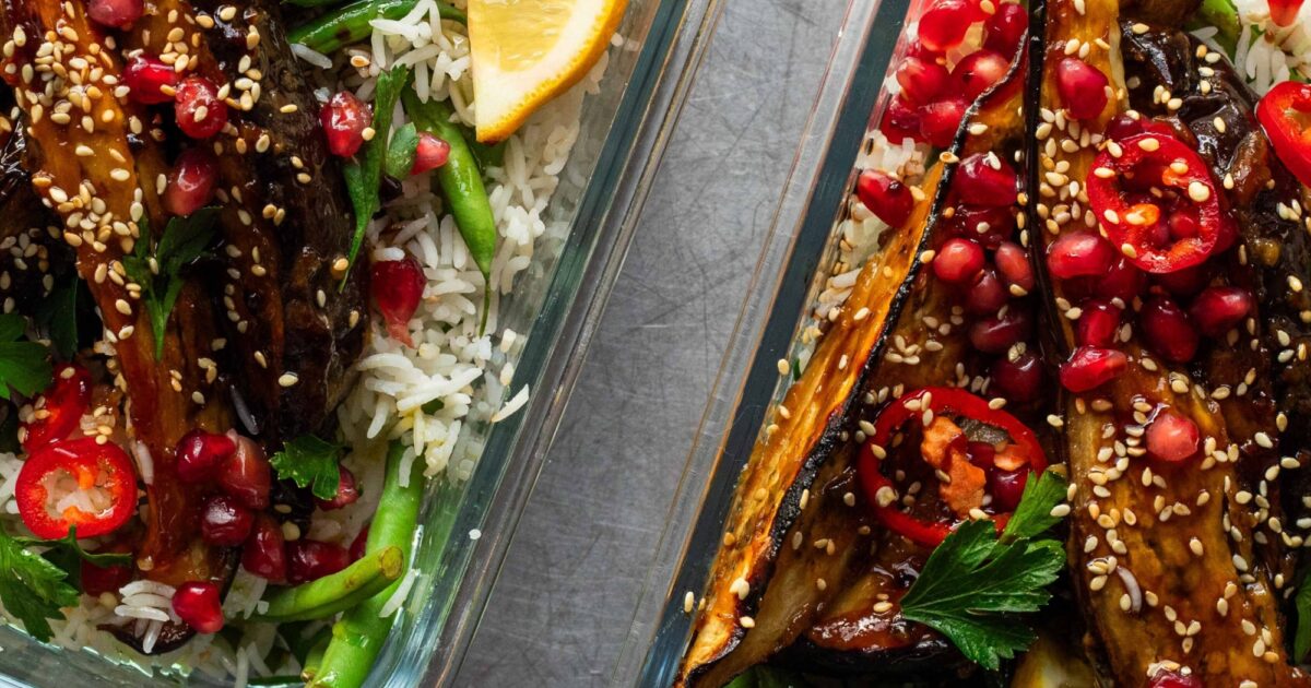 Lunch Box: Sticky Honey & Miso Aubergine Rice Bowl | Mob