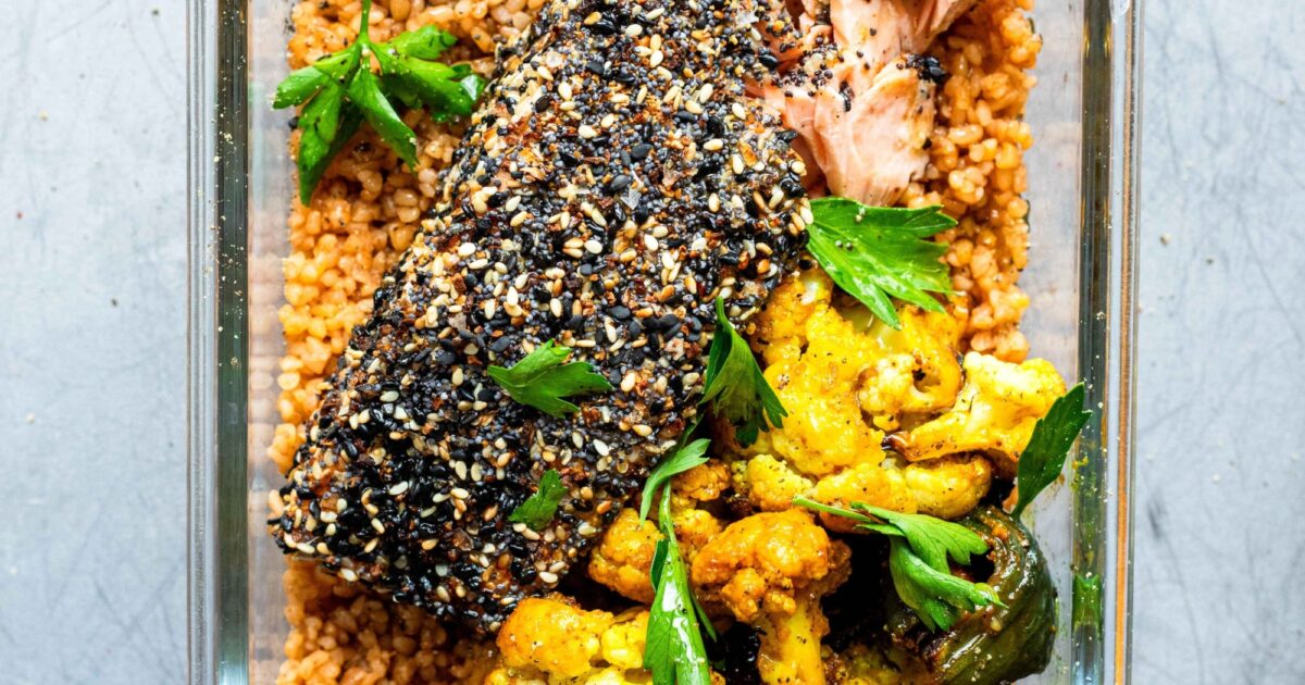 Everything-Seasoned Salmon with Spiced Cauliflower & Bulgur | Mob