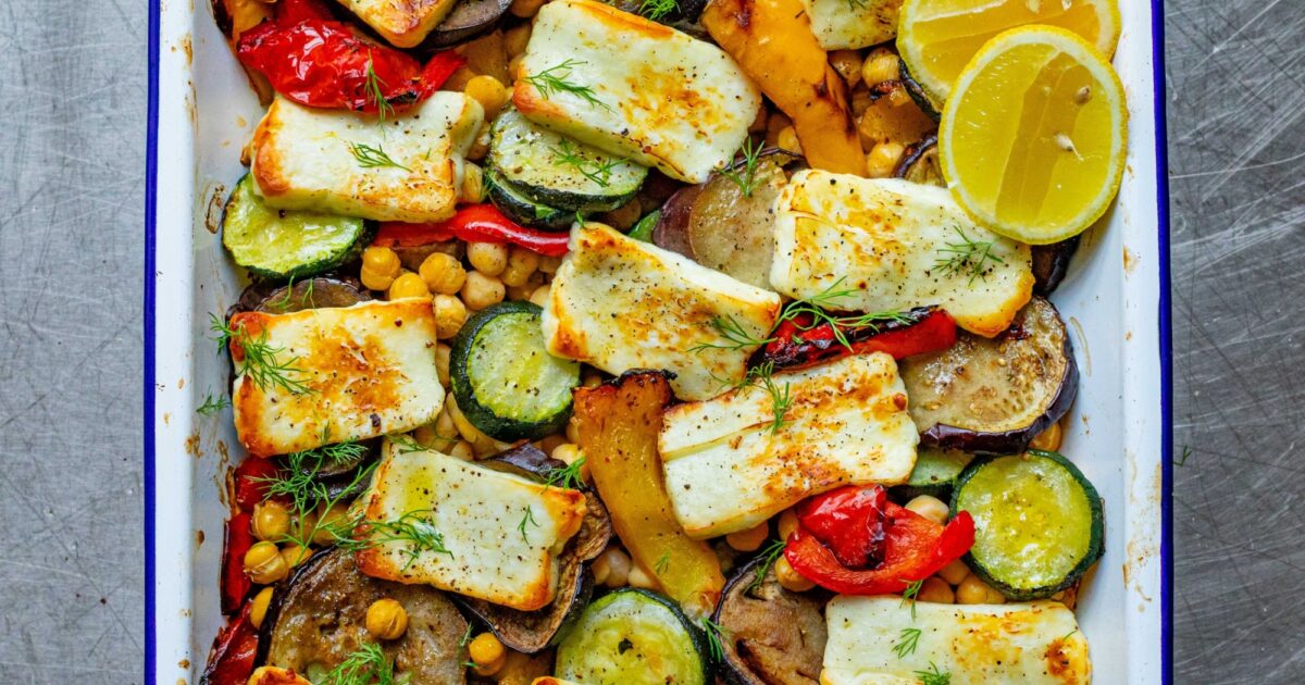 Greek Halloumi & Veg Traybake | Mob